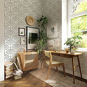 STENCILOGY® / KARASU - 23.6" x 39.4" XL Wall Stencil, Vintage Sashiko Stencil, Large Allover Wall Stencils for Painting, Large Ethnic Geometric Wall Stencil