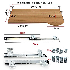 V3VOGUE Home Office Keyboard Mouses Storage Shelves - Slider Keyboard Tray - for Install Under The Desk - Wooden Sliding Tray 60x26cm 70x26cm Computer Desk Extender for Typing Workstation