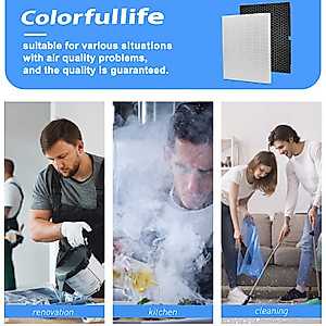 Colorfullife 2 Pack 116130 Replacement Filter H for Winix 5500-2 Air Purifier, 2 Pack HEPA Filters and 2 Pack Activated Carbon Filter Combo Pack