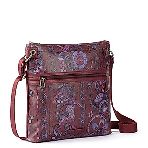 Sakroots Artist Circle Flat Crossbody in Eco Twill, Adjustable Crossbody Strap, Burgundy Spirit Desert