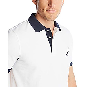 Nautica Men's Classic Fit Short Sleeve Performance Pique Polo Shirt, Bright White, 3X-Large