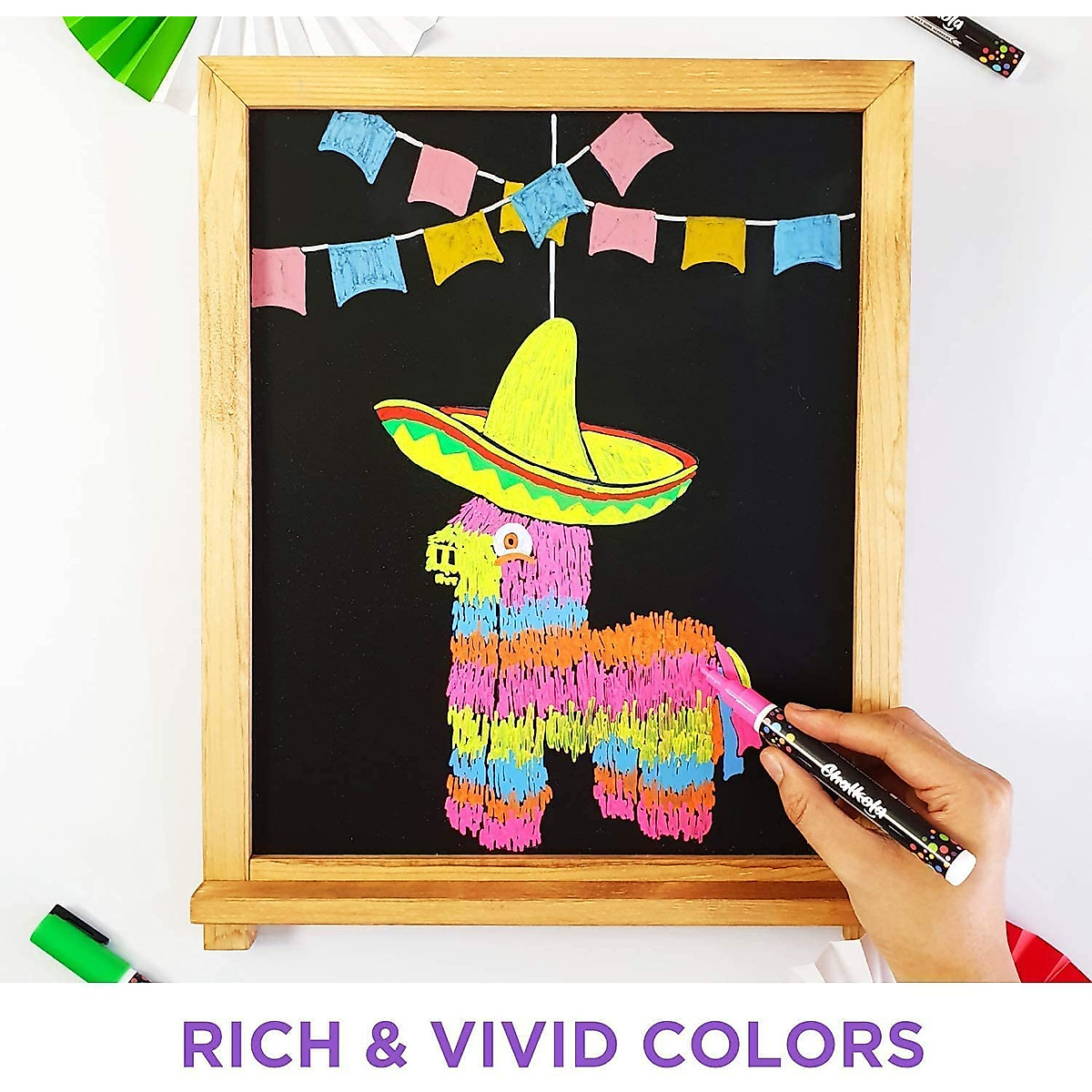 Chalkola 10 Fine Tip Liquid Chalk Markers for Chalkboard Signs, Blackboard, Window, Labels, Bistro, Glass, Car (10 Pack 3mm) - Wet Wipe Erasable Ink Chalk Board Markers, 3mm Reversible Tip Chalk Pens