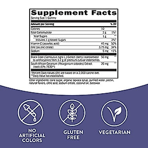 Nature’s Way Sambucus Relief Gummies, Feel Better Faster**, Reactive Support, Clinically Proven South African Geranium, with Elderberry, Vitamin C & Zinc, 60 Gummies