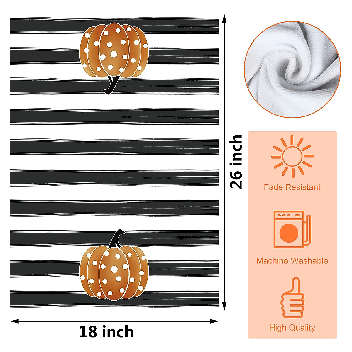 peony man 4 Pieces Fall Dish Towels Autumn Kitchen Towels Pumpkin Hand Towels Fall Tea Towel for Thanksgiving Autumn Harvest Holiday Kitchen Farmhouse Decorations, 18 x 26 Inch