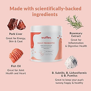 Wuffes Digestive Probiotics for Dogs - Probiotic Chews for Dogs for Itching - Dog Health Pet Supplies - Dog Vitamins and Supplements - 30 Probiotic Dog Chews & Digestive Enzymes for Itchy Skin & Gut