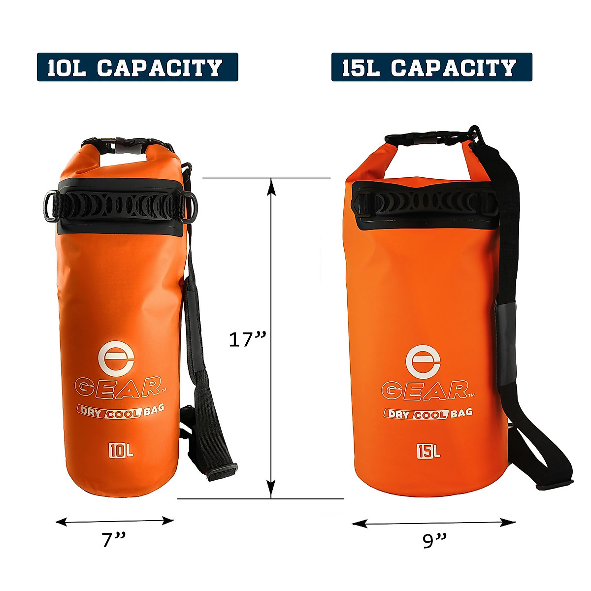 Enthusiast Gear Insulated Dry Bag Cooler | Waterproof Cooler for Kayaking, Hiking, Lunch, Fishing, and Beach – Leak Proof, Waterproof, Collapsible, with Padded Shoulder Strap (15L) - Orange