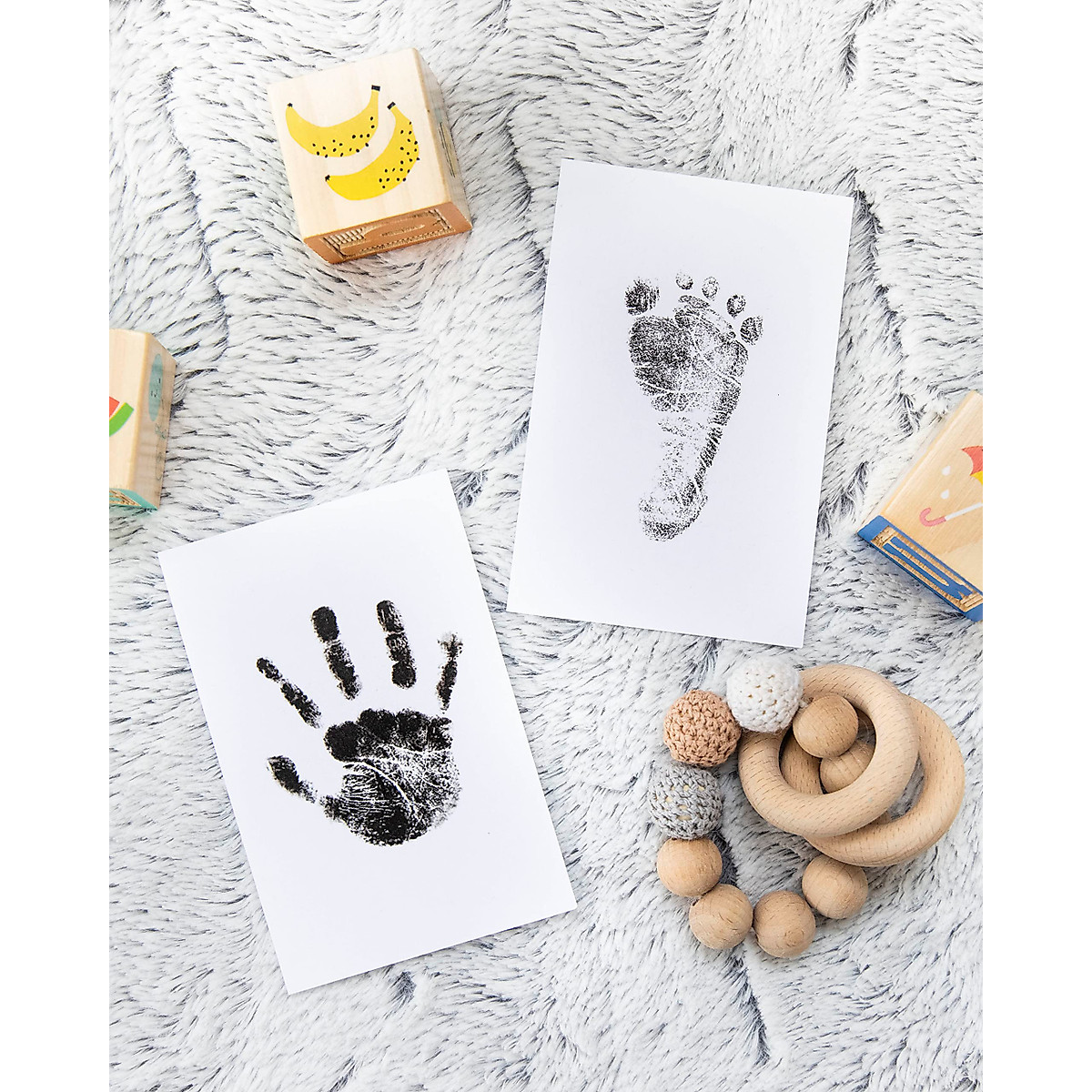 Pearhead Newborn Baby Handprint or Footprint Clean-Touch Ink Pad Kit, Baby Print, Newborn Keepsake, Black