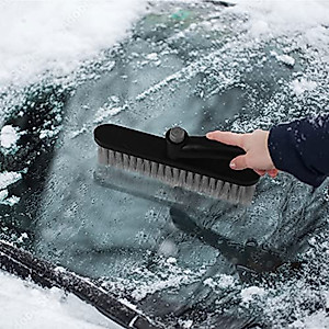 Snow Brush Extendable, 2 in 1 Ice Scraper for Car Windshield with Foam Grip and Rotating Brush Head, Heavy Duty ABS (Grey)