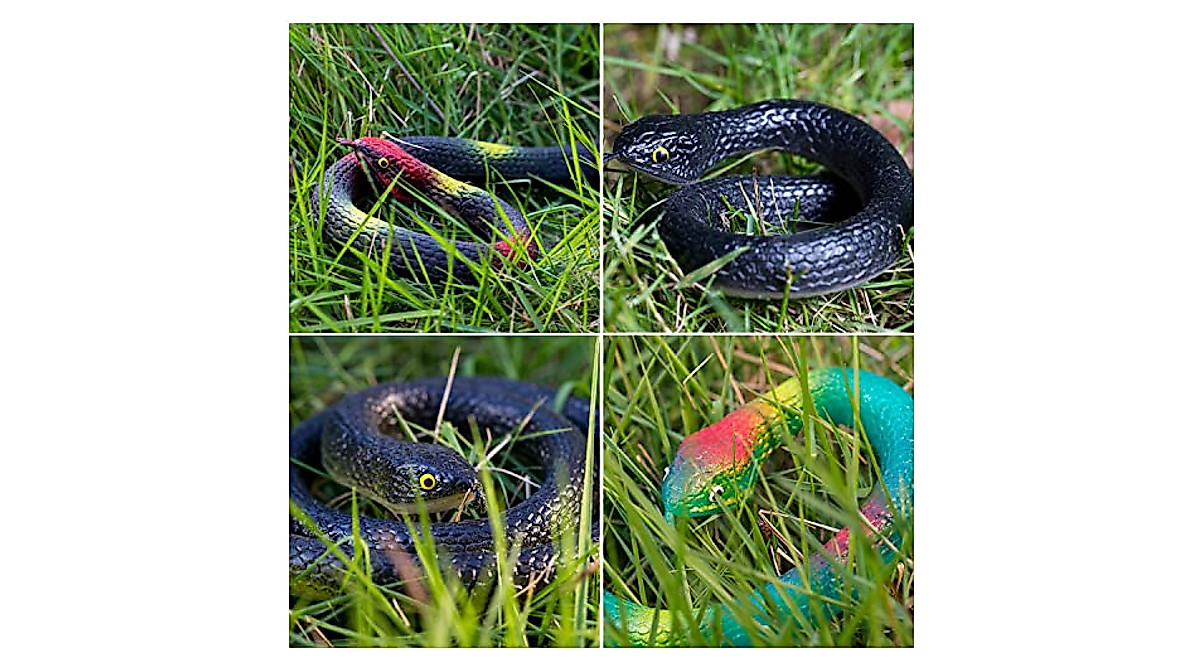 Realistic Rubber Snakes for Pest Control - 4 Pack Garden Props