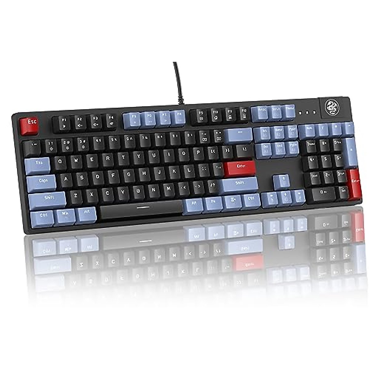 MageGee Mechanical Gaming Keyboard MK-Armor LED Blue Backlit and Wired USB 104 Keys Keyboard with Brown Switches, for Windows PC Laptop Game(Blue&Black)…