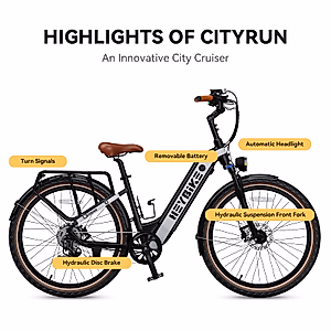 Heybike Cityrun Electric Bike, 1000W Motor Peak City Cruiser Ebike, 48V 15Ah(720Wh) Battery, 60 Miles, Step-Thru Electric Bicycle with APP Control, 3H Fast Charging, Commuter Electric Bike for Adults