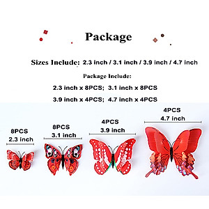 3D Butterfly Wall Decor 24 Pcs 2-Layers Butterfly Birthday Decorations Butterflies Crafts Stickers for Party Wedding DIY Cake Art Flower Decor (Green)