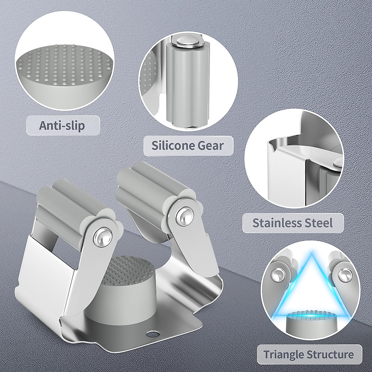 reliahom 6 Pack Broom Holder Wall Mount Stainless Steel Mop Hanger Organization Heavy Duty Garage Storage System Garden Laundry Kitchen Tool Organizer General Purpose Storage Rack(Silver)