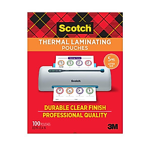 Scotch Thermal Laminating Pouches Premium Quality, 5 Mil Thick for Extra Protection, 100 Pack Letter Size Laminating Sheets, Our Most Durable Lamination Pouch, 8.9 x 11.4 inches, Clear (TP5854-100)