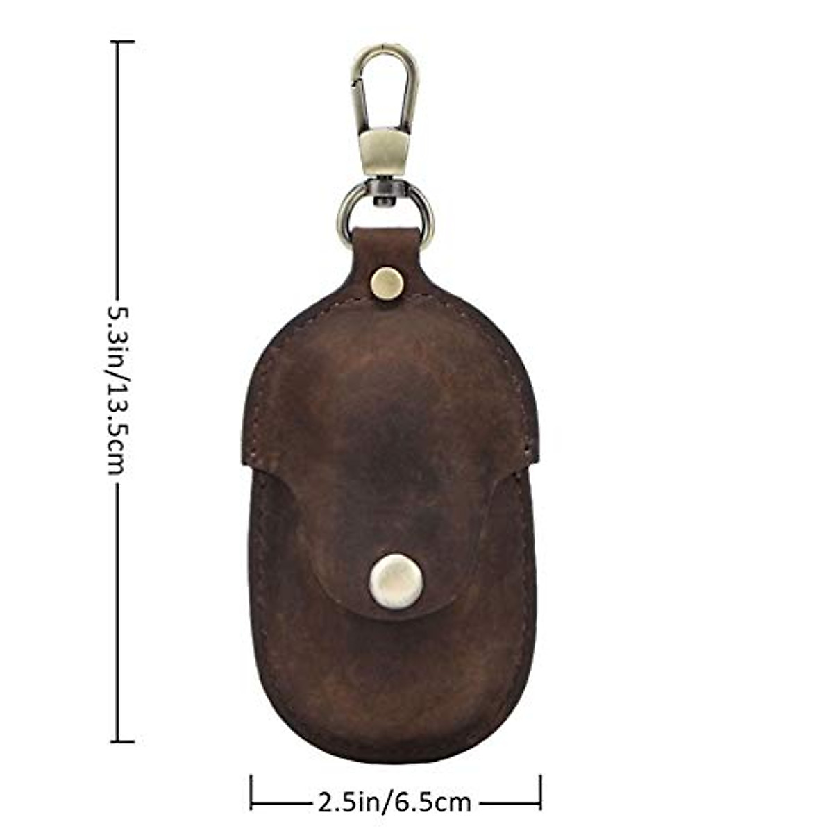 Compatible for Samsung Galaxy Buds Case Leather Shockproof Protective Earbuds Case with Stainless Keychain - Coffee