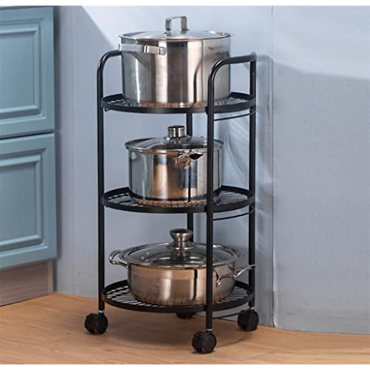 CXDTBH 3 Layer Movable Kitchen Storage Rack Carbon Steel Bathroom Shelf with Wheels Space Saving Trolley Tools (Color : E, Size : 1pcs)