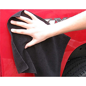 Real Clean 16x16 300GSM Premium Black Microfiber Towels (Pack of 10)