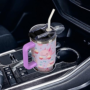 Axolotl Ice Cream 40 Oz Stainless Steel Cup Travel Tumbler with Handle and Straw Lightweight Coffee Mug for Home Office