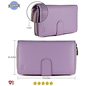 Mou Meraki Women RFID Blocking Real Leather Wallet-Clutch For Women-Shield Against Identity Theft (LAVENDER)