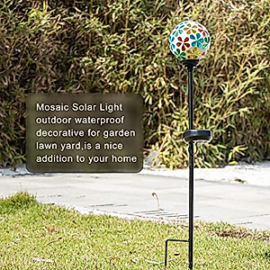 VCUTEKA Solar Garden Lights - Mosaic Solar Lights Outdoor Decor Pathway Light Waterpoof LED Stake Light for Landscape Lawn Patio Yard Decoration (Multicolor) 1 Pack