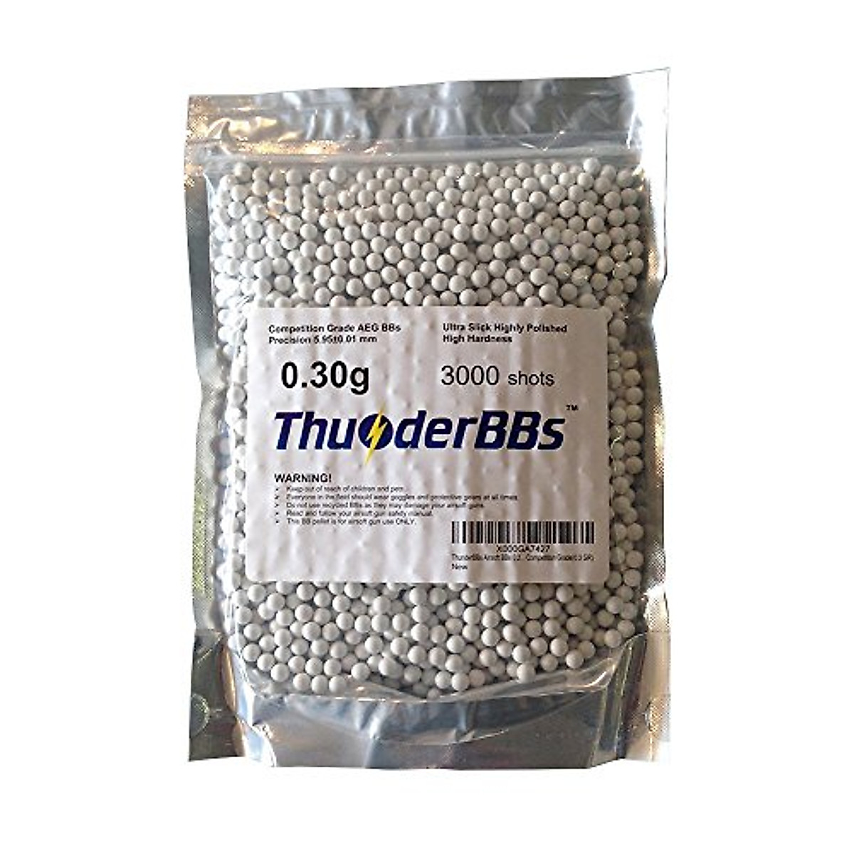TBB0.30 ThunderBBs Airsoft BBS 0.30G, Competition Grade, White, 3000 Rounds/Bag