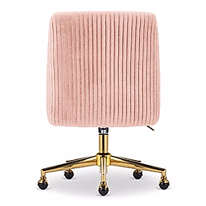 Click365 Scarlett Home Office Chair with Gold Stainless-Steel Base, Soft Velvet, Height-Adjustable Computer Chair, Desk Chair, Swivel Task Chair, Living Room, Pink