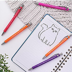 MilkToast Brands Funny Cat People Pens, A snarky gag gift for pet owners or coworkers, Black pens, CP101