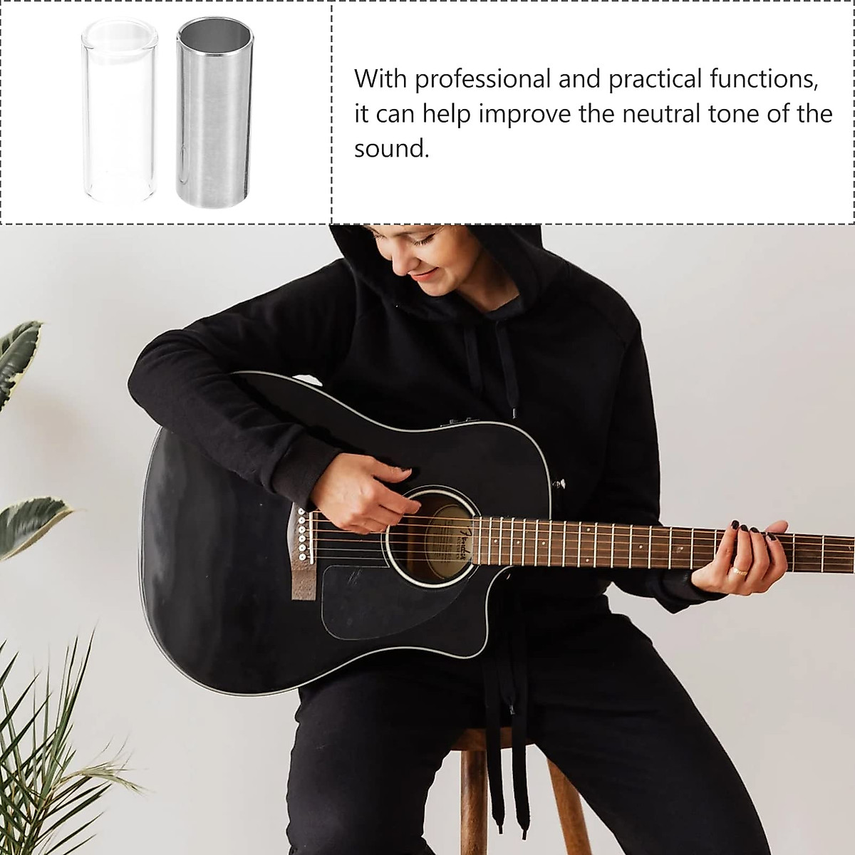 2 Pcs Guitar Slider Banjo Accessories Firm Guitar Slide Metal Slide Guitar Finger Slide Professional Guitar Slide Standard Guitar Slide Guitar Bar Stainless Steel Major Slide Rail