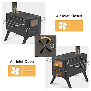 LYNSLIM Camping Stove for Tent, Portable Wood Burning Stove, Wood Stove with 7 Pipes, Hot Tent Stove for Outdoor Cooking Hiking