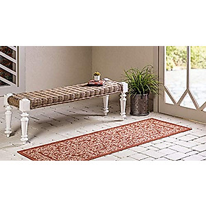 Unique Loom Outdoor Botanical Collection Area Rug - Allover (2' 2" x 6' 1" Runner, Terracotta/ Beige)