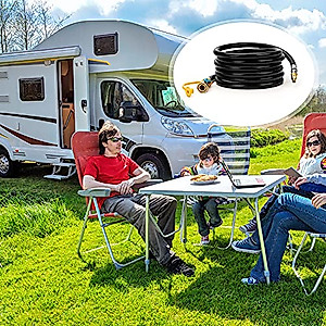 Stanbroil 12-feet Low Pressure Propane Quick-Connect Hose, Quick Disconnect Propane Hose Extension - 1/4” Safety Shutoff Valve & Male Full Flow Plug for RVs