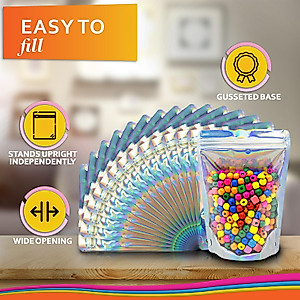 WaldOaks - 100 Pcs Iridescent Resealable Mylar Bags - 5x7 Inch Ziplock Heat Sealable Stand Up Pouches Parties Small Business Packaging