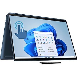 AimCare Supported NewHP Spectre x360 2-in-1 Laptop PC 16" 3K+ Touchscreen Ultrabook Intel Core i7 16GB 2TB SSD HDMI Webcam Fingerprint 17Hrs Battery Thunderbolt Type-C WiFi6 Bluetooth Win11H Blue
