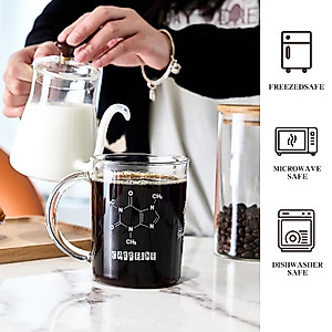 GLASKEY Caffeine Beaker Mug,16 oz Anti-dripping Borosilicate Caffeine Mug,Cool Coffee Mugs with Handle,Chemistry Mug,Measuring for Coffee,Tea,Hot and Cold Beverage