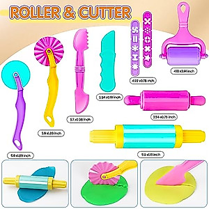 Dough Tool Sets for Kids Toddlers,Cute Dough Accessories with Rolling Pin Dough Mat Storage Box,Party Pack Dough Toys for Kids Age 2-4 3-5 4-8,Educational Toys Gift for Birthday Christmas Boys Girls