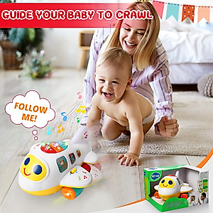JJKIMAG Baby Toys 6 to12 Months Musical Airplane Crawling Infant Toys with Lights/Universal Moving Educational Toys for 12-18 Month Birthday Toddler Toys for 1 2 3 Year Old Boys Girls, Medium (y123)