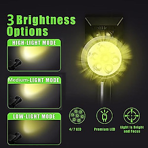 DIGBYS Solar Spotlights Outdoor Waterproof, 2-in-1 Outside Lights Landscape, Waterproof Security, with 3 Modes Solar Outdoor Spot Lights,2PcsWarmLight-7LED