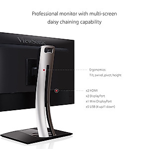 ViewSonic VP2768 PRO 27" 1440p Monitor with 100% sRGB Rec 709 14-bit 3D LUT and Color Calibration for Photography and Graphic Design