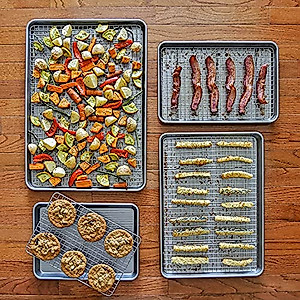 USA Pan Bakeware Half Sheet Baking Pan and Bakeable Nonstick and Cooling Rack Set, Metal