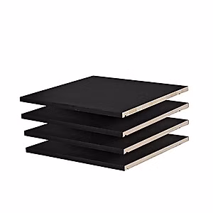 Palace Imports 100% Solid Wood Set of 4 Small Shelves for Family Wardrobe ONLY, Java, 16 Metal Pins Included