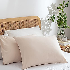 Beige Duvet Cover Queen, 100% Washed Microfiber 3 Pieces Solid Casual Beige Bedding Set for Men and Women, with Zipper Closure, Luxury Ultra Soft Relaxed Feel Natural Wrinkled Comfy (Beige, Queen)