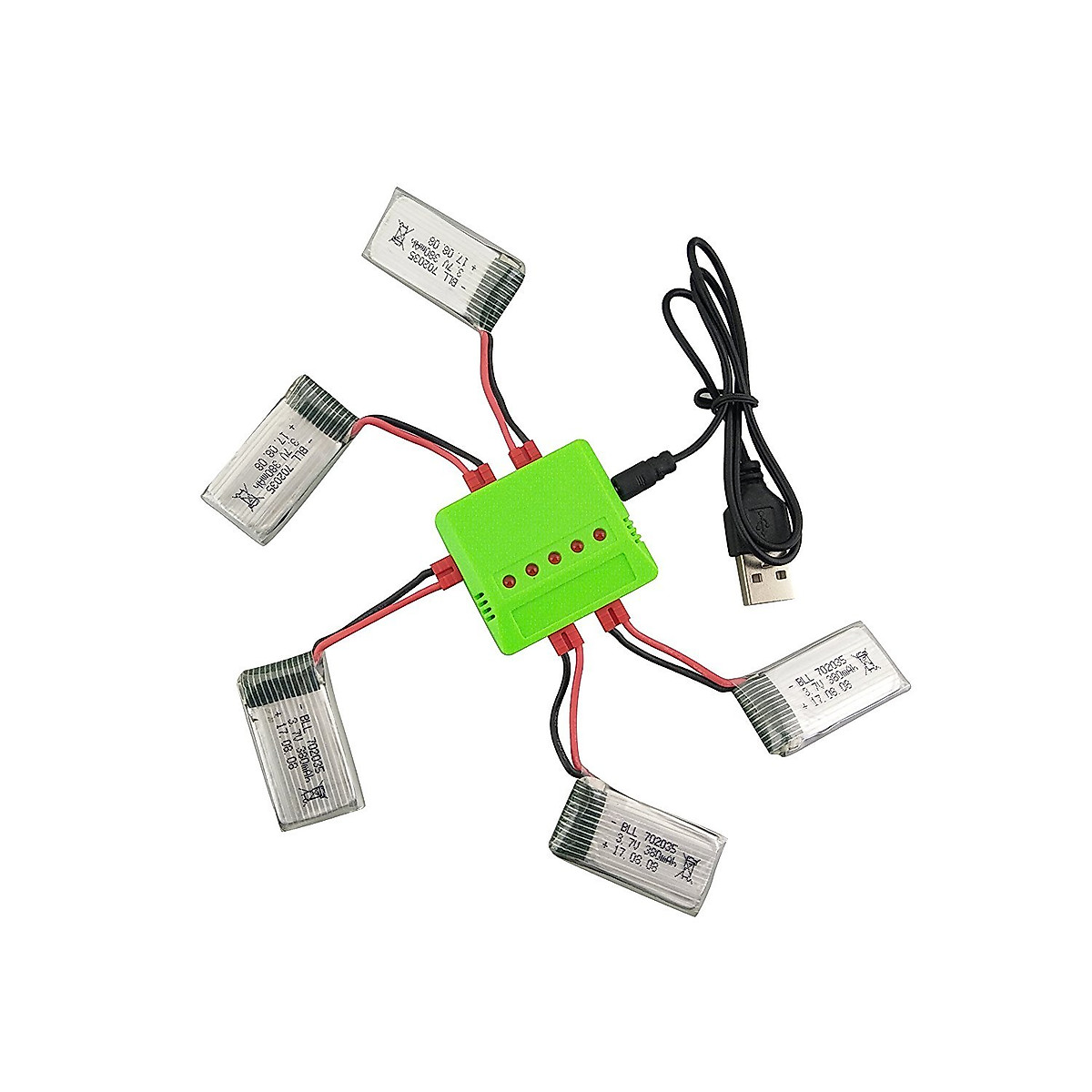 sea jump Accessories Parts Helicopter Spare Cover 5PCS 3.7V 380mAh Li Battery +1 PCS Charger (USB) for SYMA X5A-1 X15 X15C X15W Remote Control Aircrft/Flying Machine