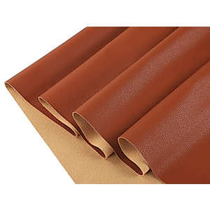 CDY Lychee Texture PU Fabric Leather,Solid Color Faux Leather Sheets 13.8"X53" Soft Faux Leather Roll Perfect for Crafts Handbags Wallets Jewelry Earrings Bows Making (Brown)