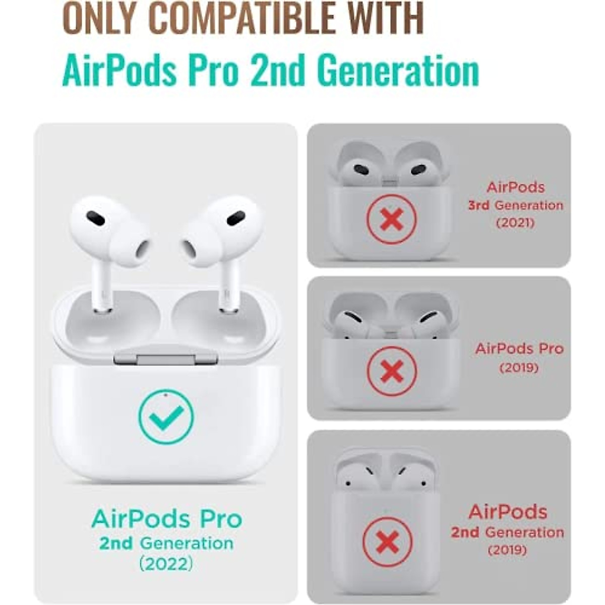 AirPods Pro 2nd Generation Case with Keychain, Luxury Newest Full-Body Hard Shell Shock-Absorbing Airpods Pro 2 Protective Cover Wireless Charging Case [Front LED Visible]