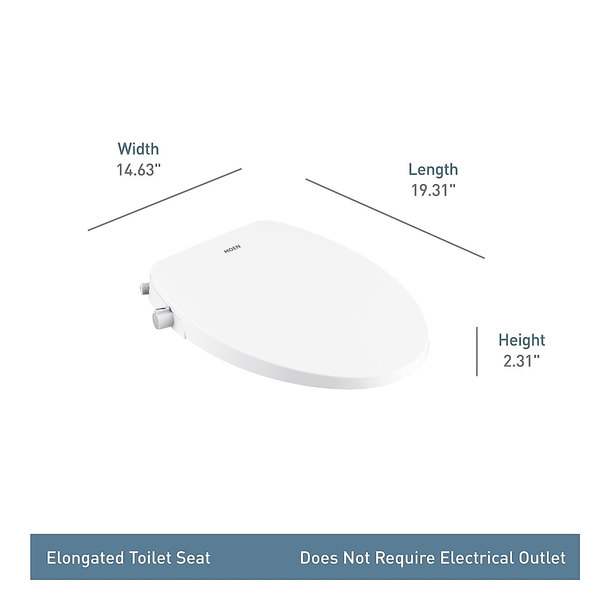 Moen EB500-E 2-Series Standard Non-Electronic Bidet Toilet Elongated Seats, White