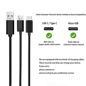 Charger Fit for Kindle Fire Tablet with 5Ft Type-C and Micro USB Cable for Charging Fire HD 6 7 8 10/Fire Max 11/Fire Plus/Kids/Kids Pro/HD HDX/Kindle/Paperwhite/Oasis E-Reader and Samsung Phone