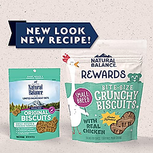 Natural Balance Limited Ingredient Original Biscuits | Chicken & Sweet Potato Grain-Free Dog Treats for Small-Breed Adult Dogs | 8-oz. Pouch