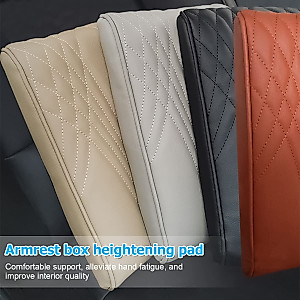 AICEL Car Armrest Box Height Increase Support Pad, Memory Foam Microfiber Leather Elbow Comfort Booster Pad, Center Console Waterproof Cushion Pillow, Soft Auto Arm Rest Protector Cover (Black)