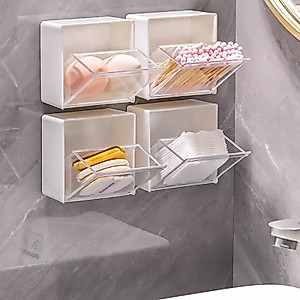 CertBuy 8 PCS Cotton Pads Holder Dispenser Wall Mounted Cotton Ball Organizers and Storage Box for Cotton Swabs Qtip Holder with Lid for Bathroom 3.35 x 3.35 x 1.8 In