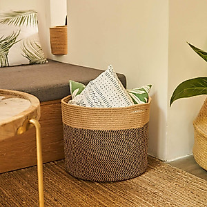 INDRESSME Large Jute Rope Basket Blanket & XXXL Large Woven Baby Laundry Basket Toys Storage Bin (Set of 2)